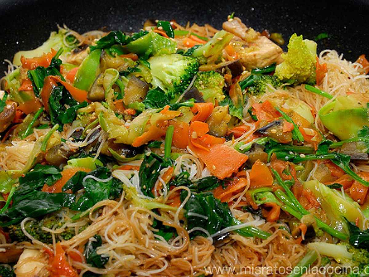 Fideos de arroz con verduras, Receta Petitchef