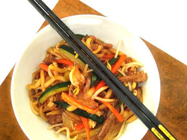 Receta de wok de lomo salteado y verduras saludables