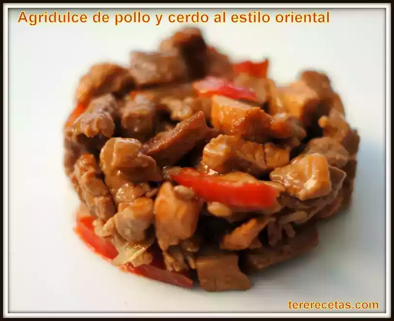 Receta de agridulce de pollo y cerdo oriental