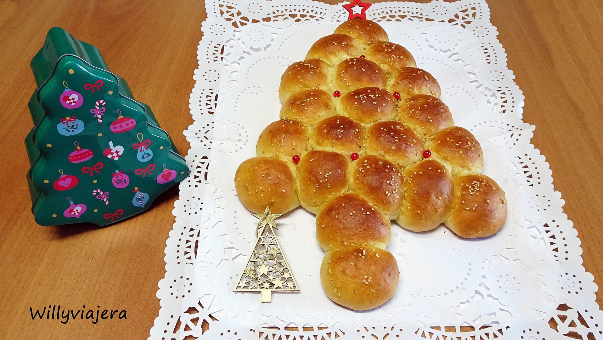 Árbol de navidad de bollitos - Receta Petitchef