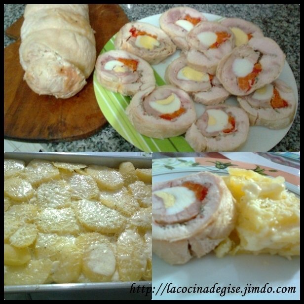 Arrollado de pollo con papas a la crema - Receta Petitchef