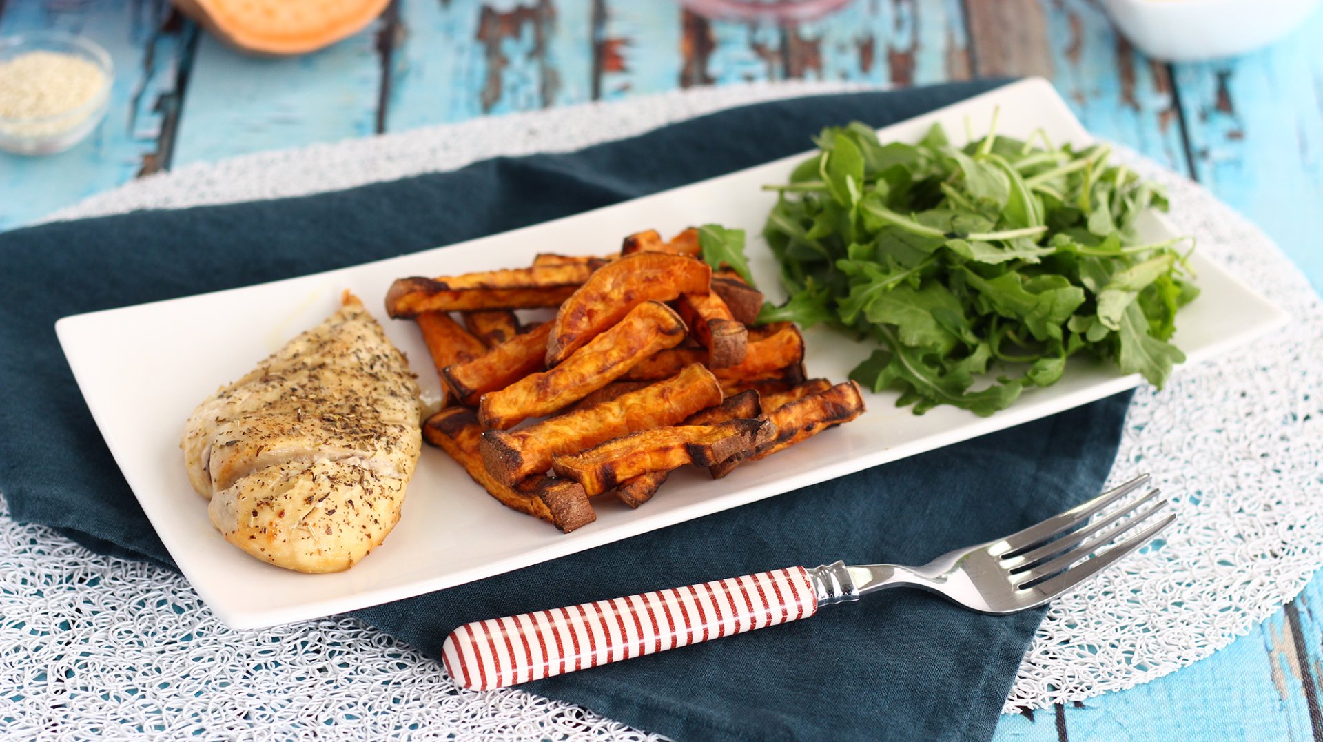 Receta de batata frita al horno con pollo