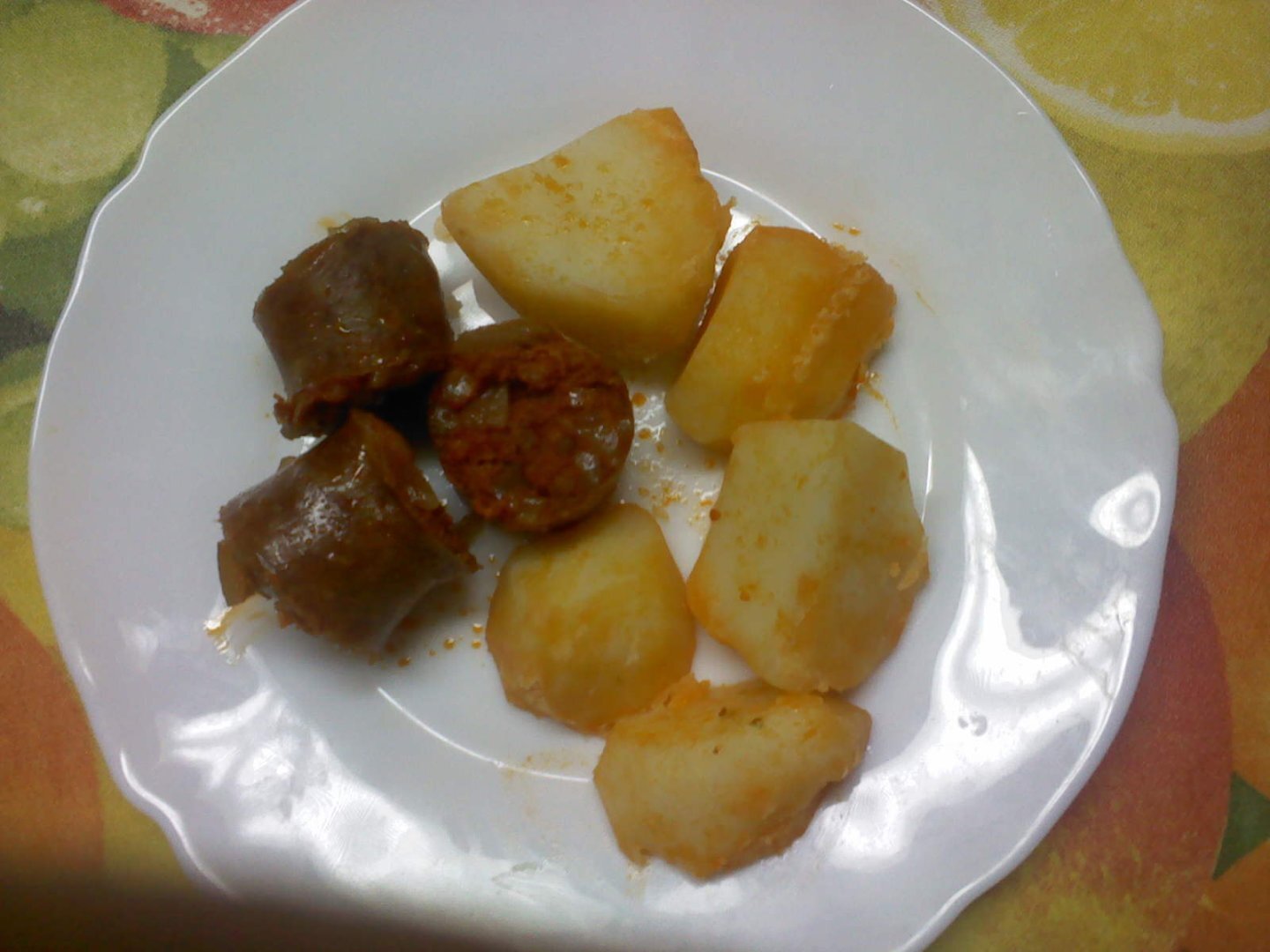 Cachelos con chorizo escaldado