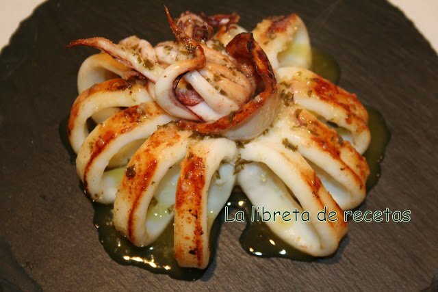 Receta de calamar a la plancha en corona