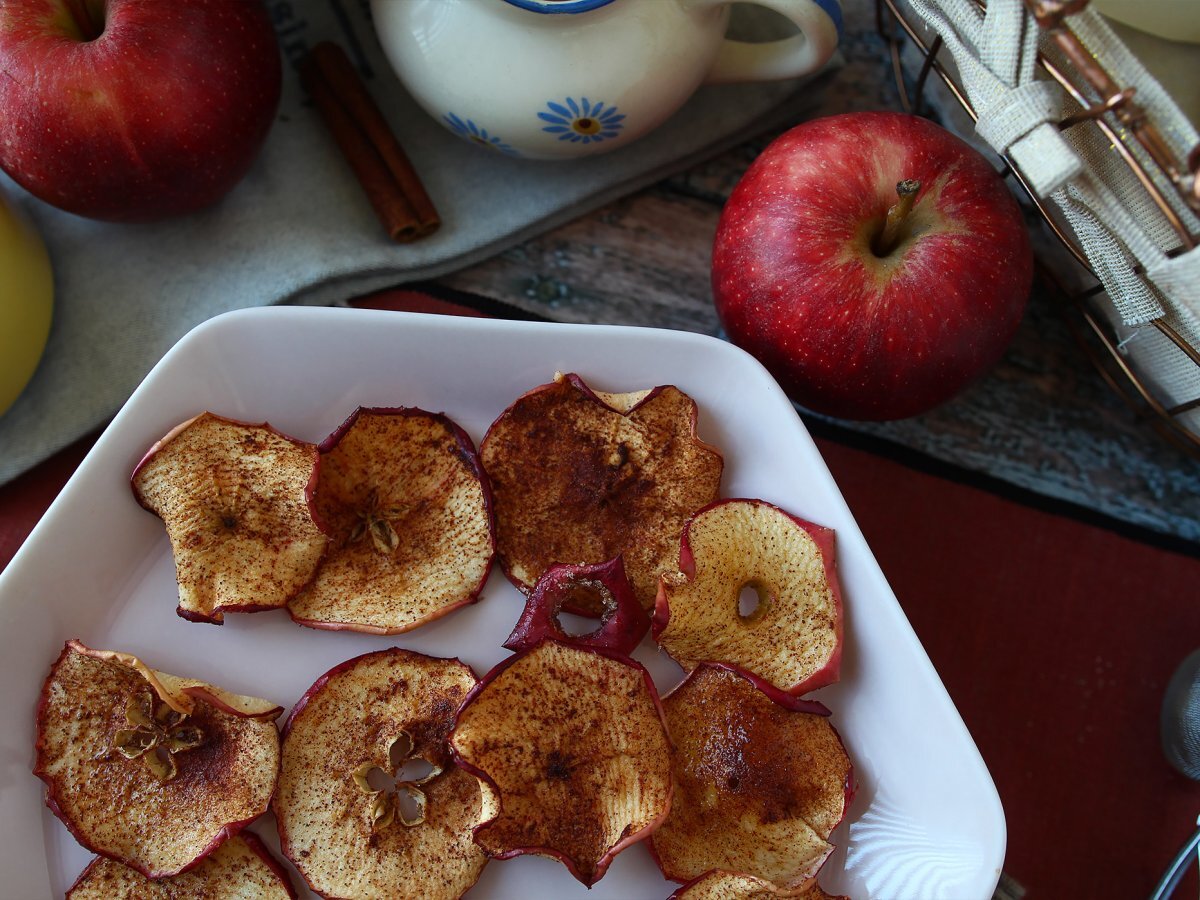 Receta de chips de manzana y canela en freidora de aire