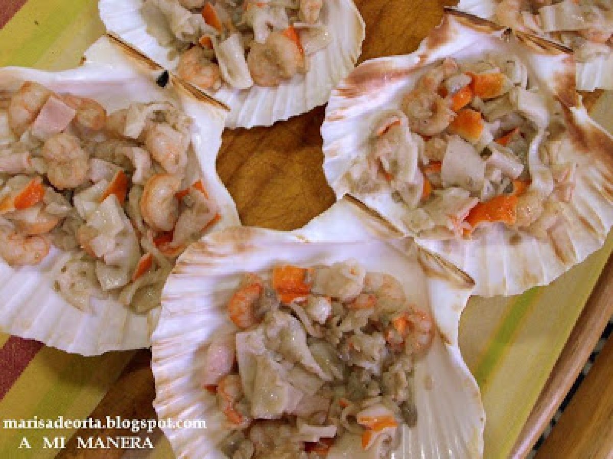 Conchas de marisco al cava - Receta Petitchef