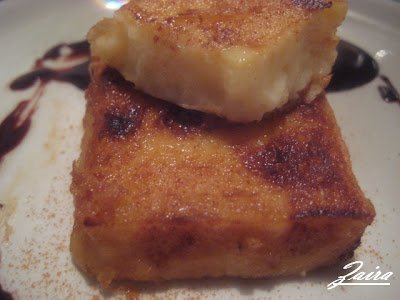 Receta de crema de coco frita con chocolate y canela