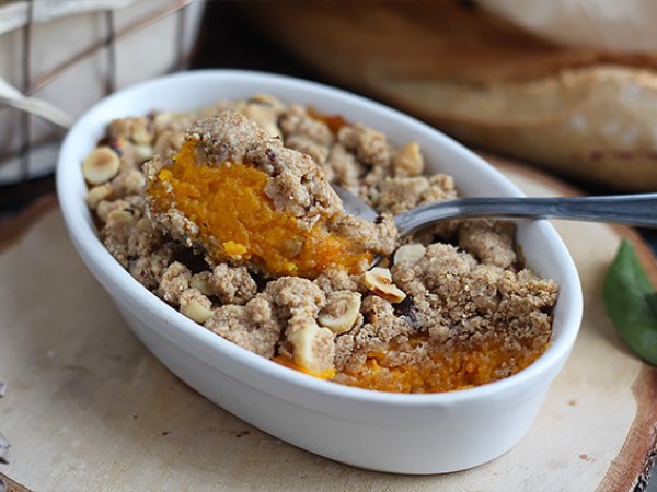 Receta de crumble de calabaza y avellanas
