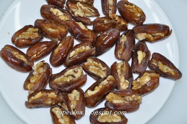 Dátiles rellenos de nueces., Receta Petitchef
