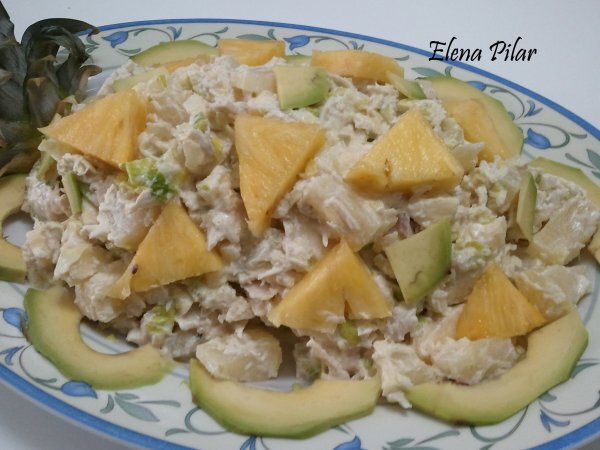 Receta de ensalada de pollo con piña y manzana fácil