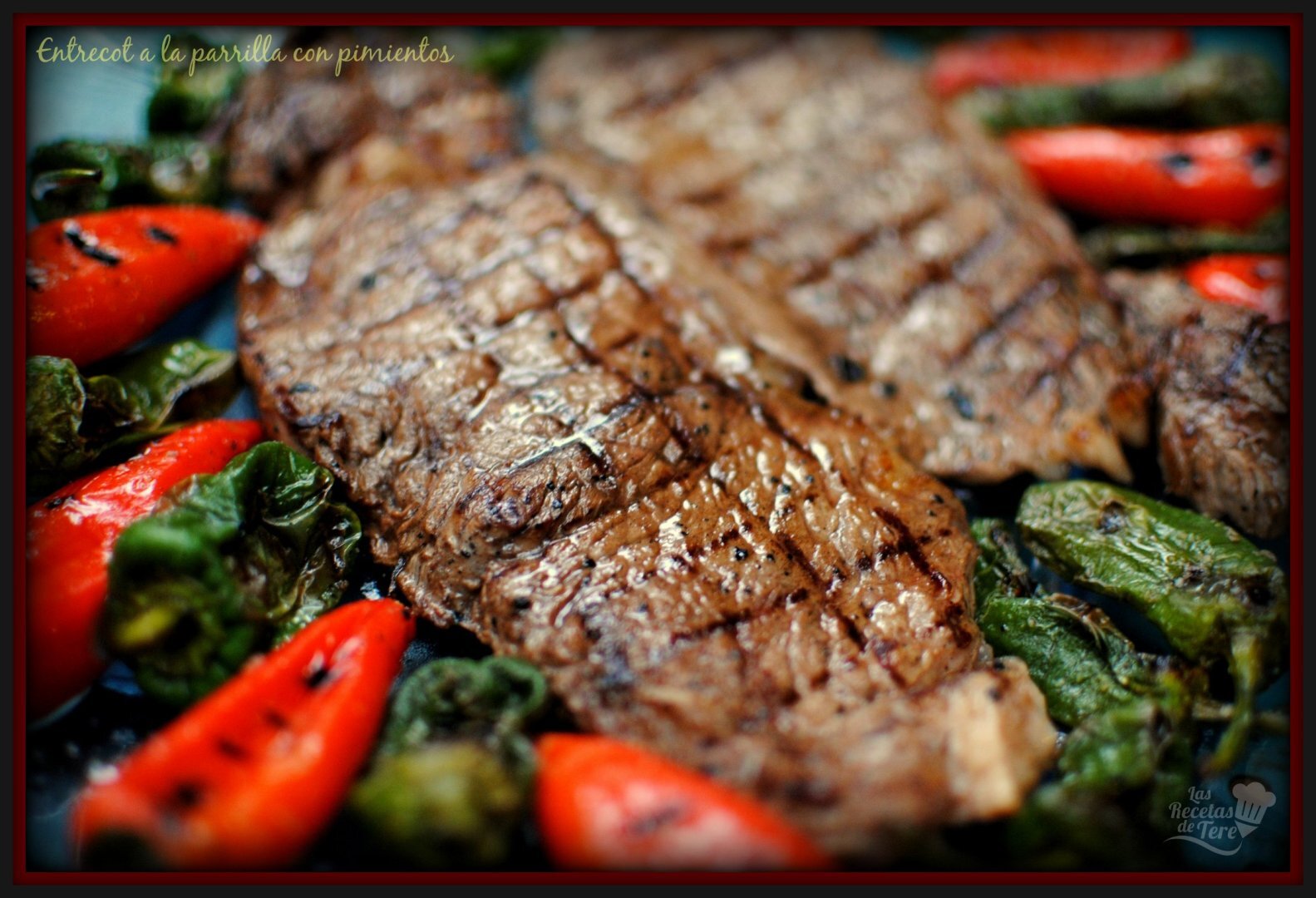 Receta de entrecot a la parrilla con pimientos