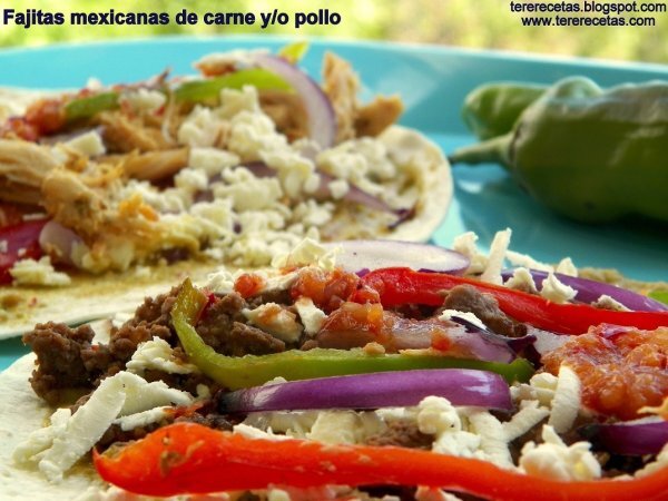Receta de fajitas mexicanas de carne y pollo fácil