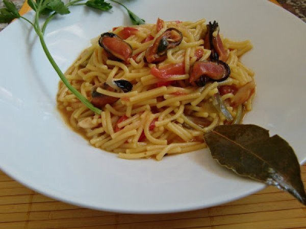 Receta de fideos con mejillones