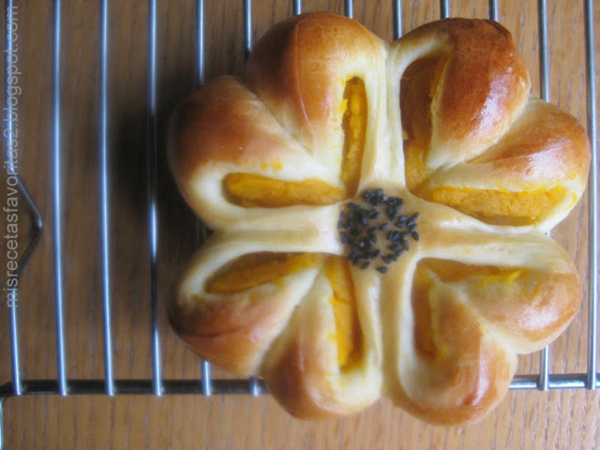 Flores de pan con batata cocida - Receta Petitchef