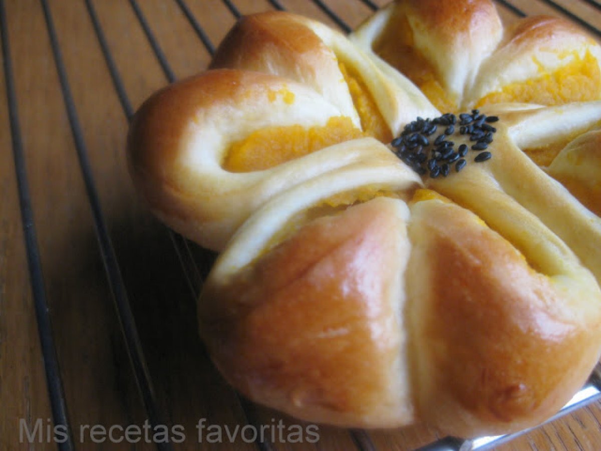 Flores de pan con batata cocida - Receta Petitchef