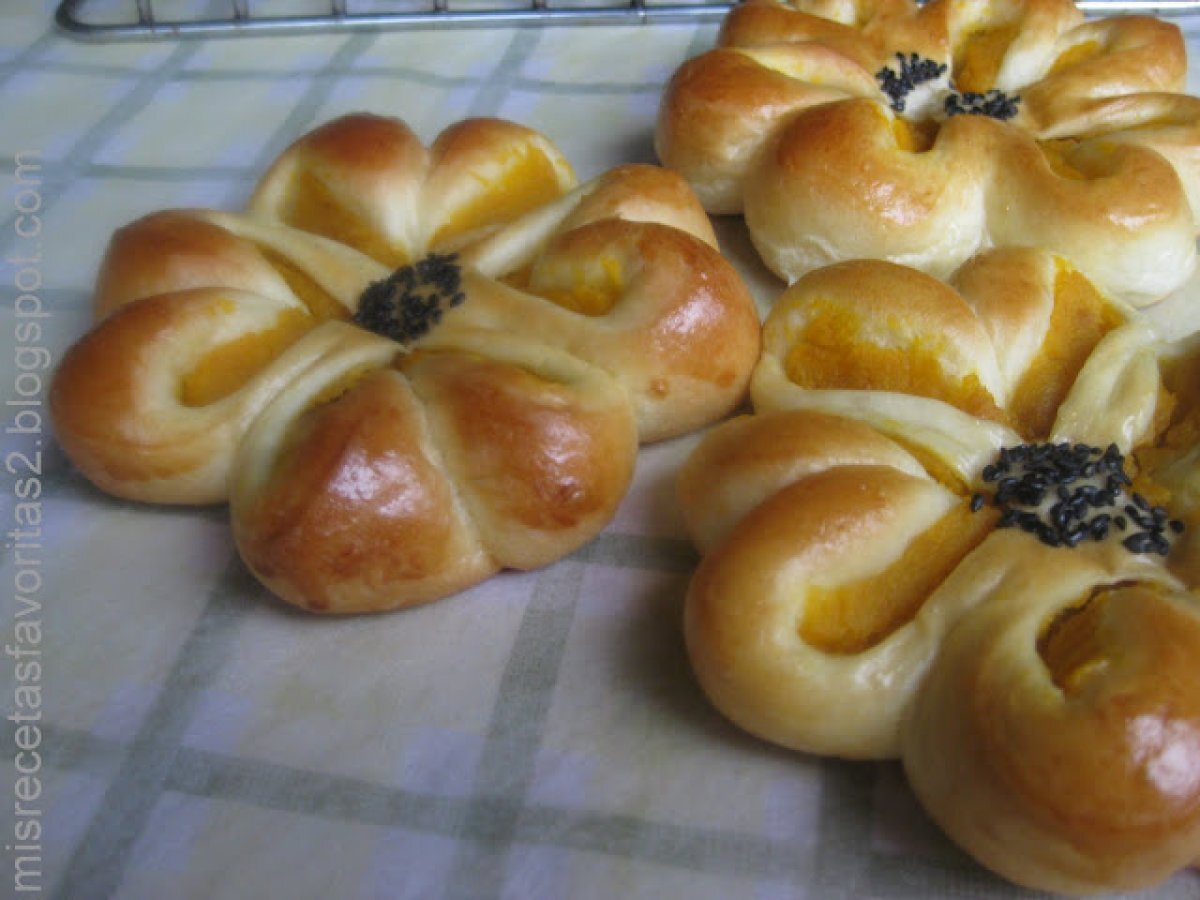 Flores de pan con batata cocida - Receta Petitchef