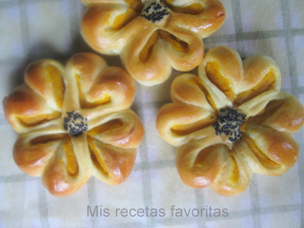 Flores de pan con batata cocida - Receta Petitchef