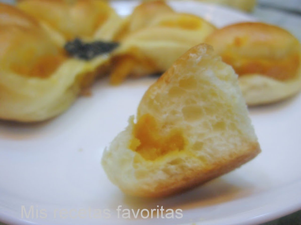 Flores de pan con batata cocida - Receta Petitchef