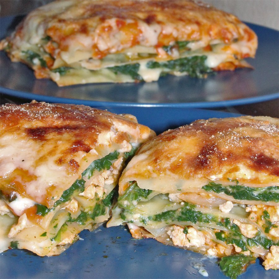 Receta de lasaña de pollo y espinacas fácil y saludable