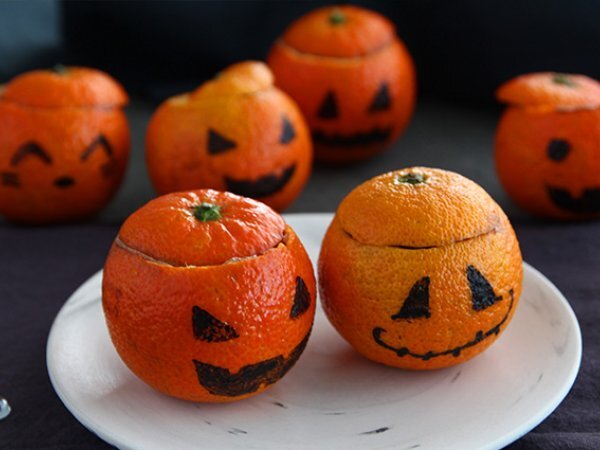 Receta de mandarinas de halloween con mousse de chocolate
