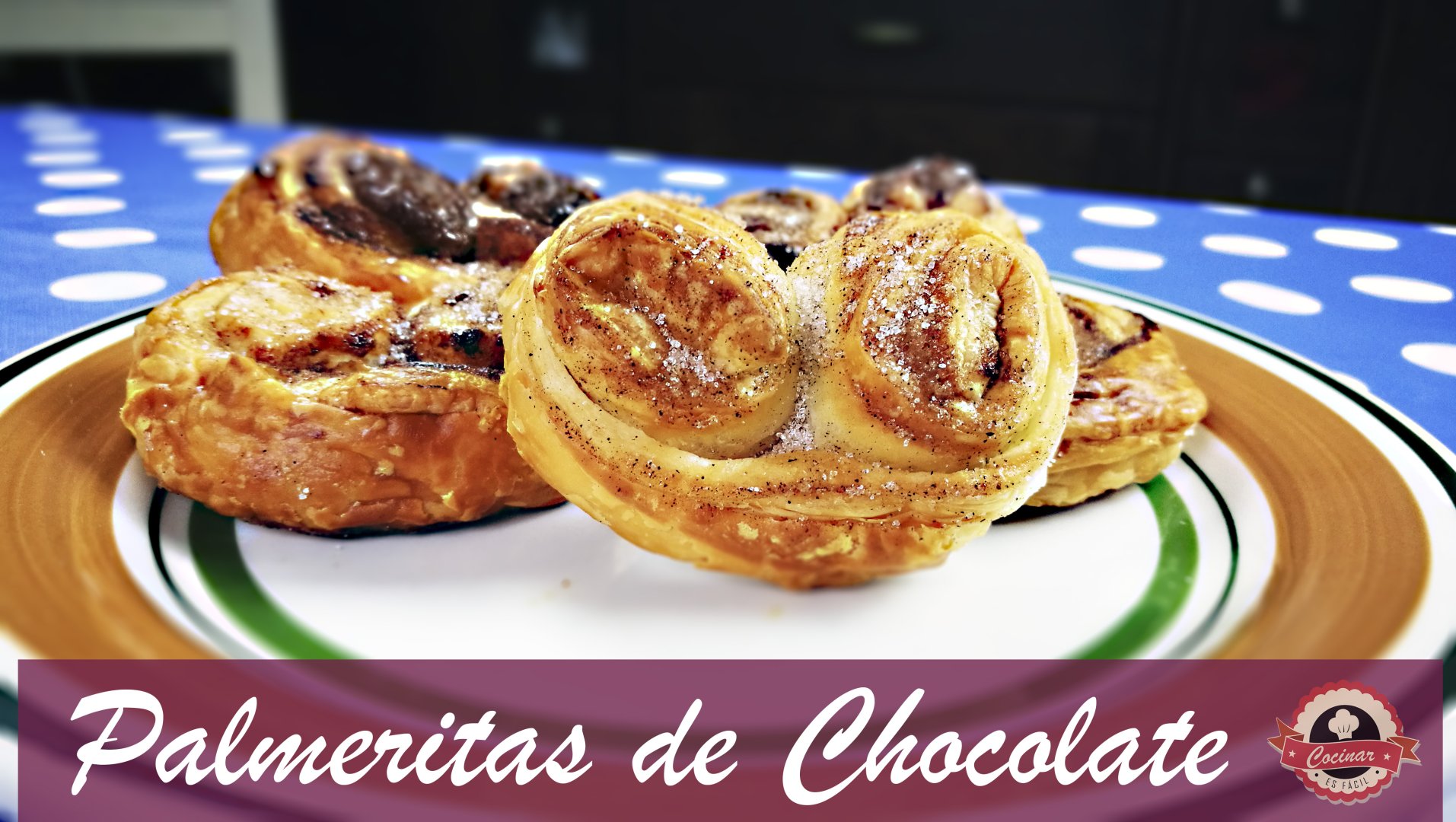 Receta de mini palmeras de hojaldre con chocolate