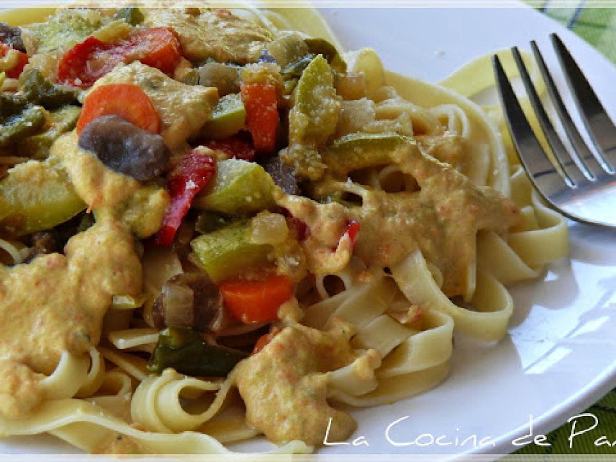 Receta de nidos de pasta con verduritas