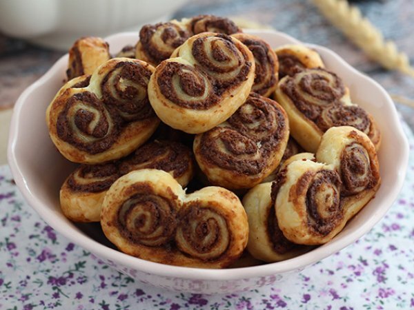 Receta de palmeras de hojaldre con chocolate