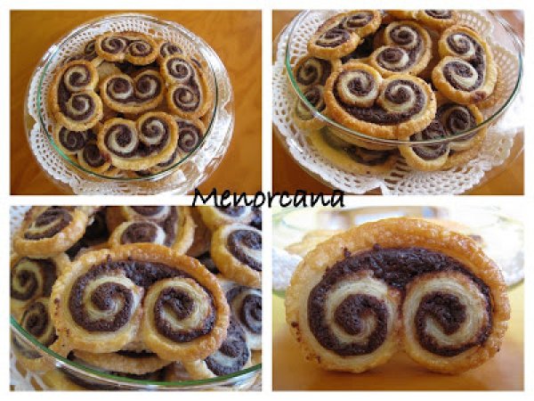 Receta de palmeras de hojaldre de azúcar y chocolate