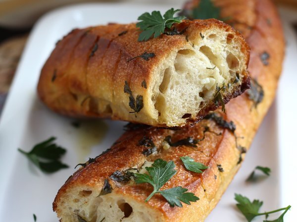 Receta de pan crujiente de ajo y perejil