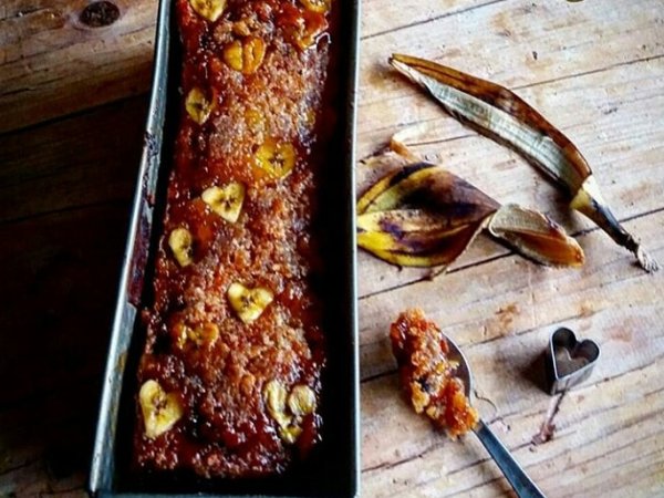 Receta de pan de plátano con costra de caramelo