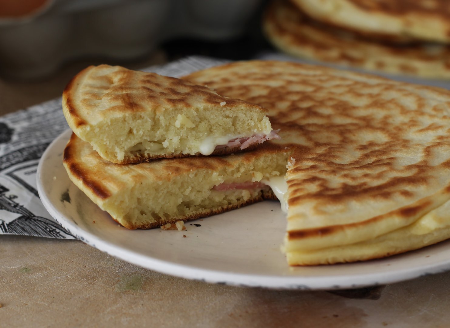 Receta de tortitas rellenas de jamón y queso