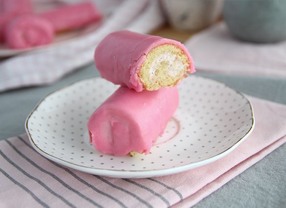 Receta de pantera rosa: mini brazos de gitano de fresa