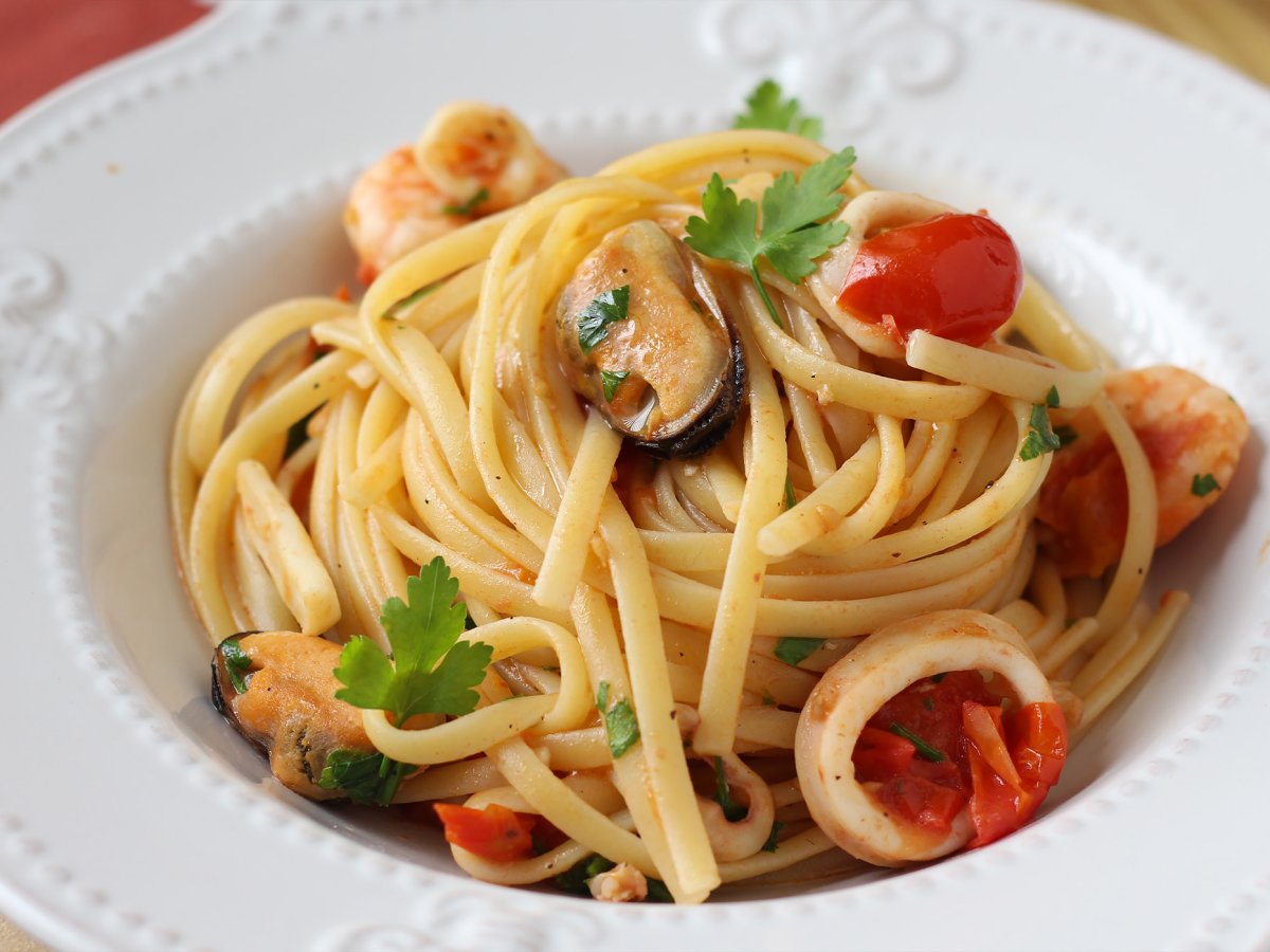 Receta de pasta con mariscos, pasta ai frutti di mare