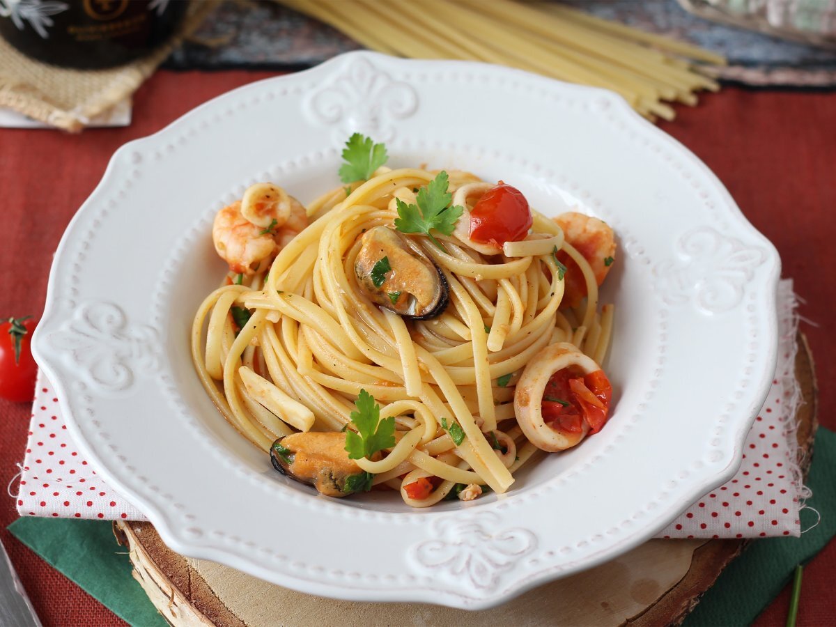 Receta de pasta con mariscos, pasta ai frutti di mare