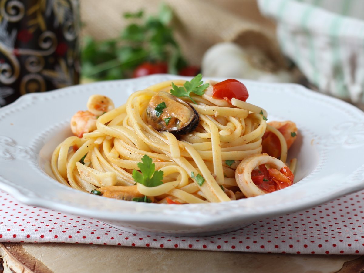 Receta de pasta con mariscos, pasta ai frutti di mare