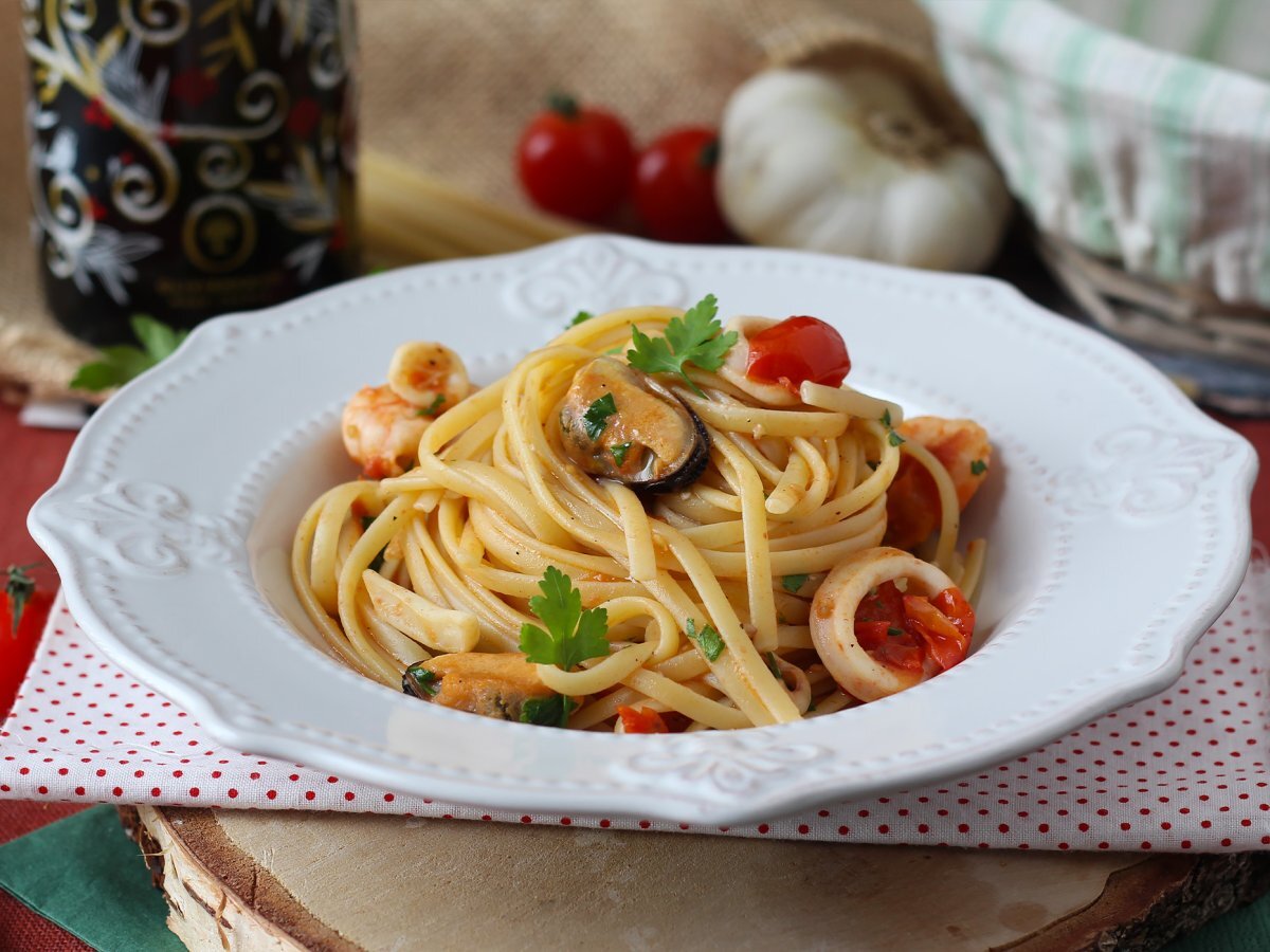 Receta de pasta con mariscos, pasta ai frutti di mare