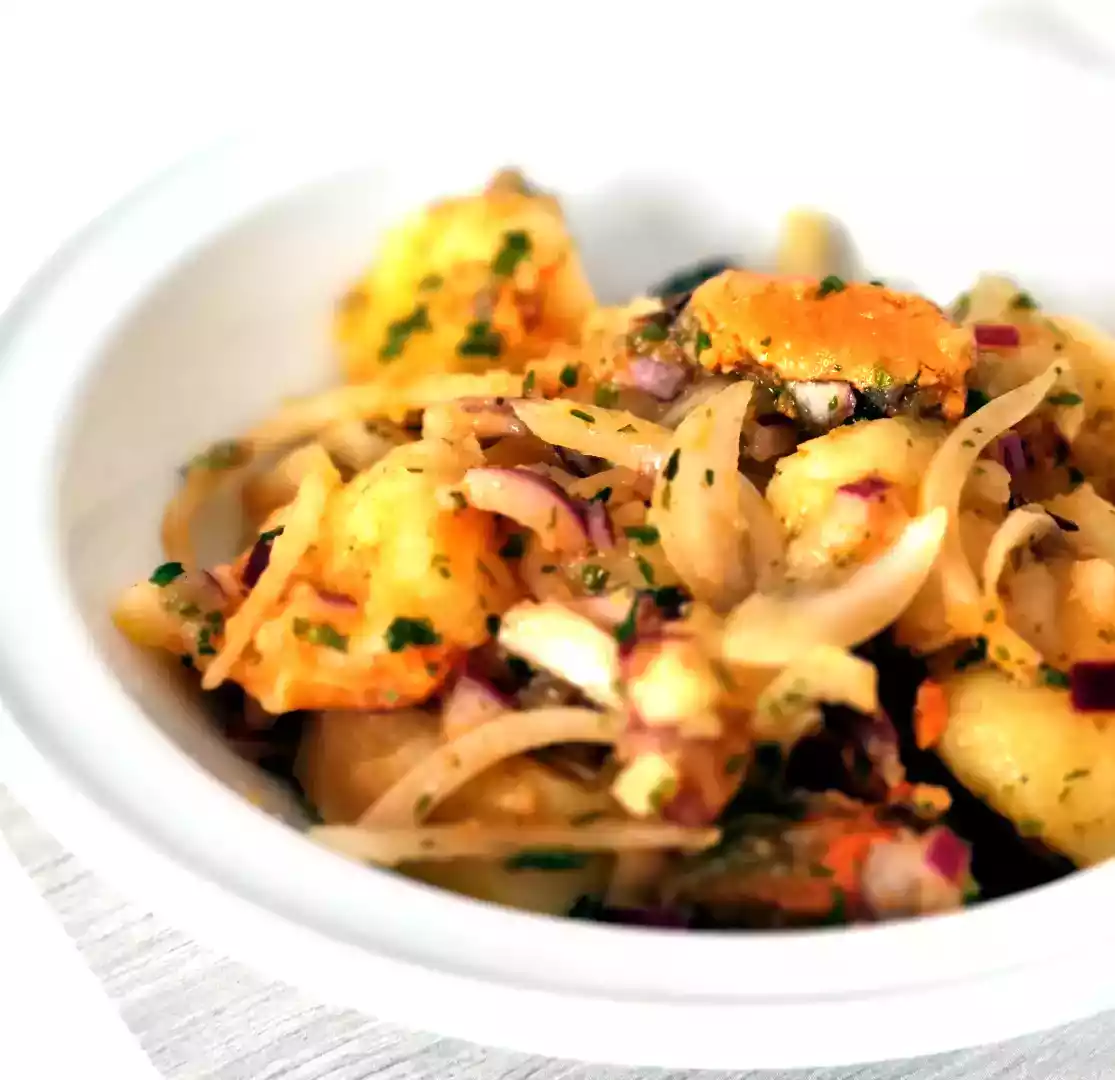 Receta de patatas aliñadas con mejillones