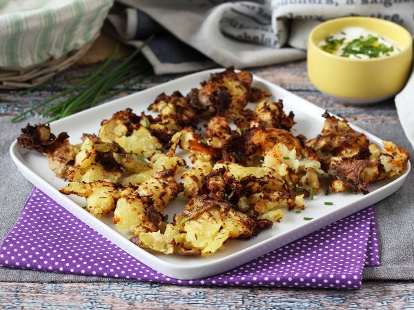 Receta de patatas aplastadas crujientes en freidora de aire