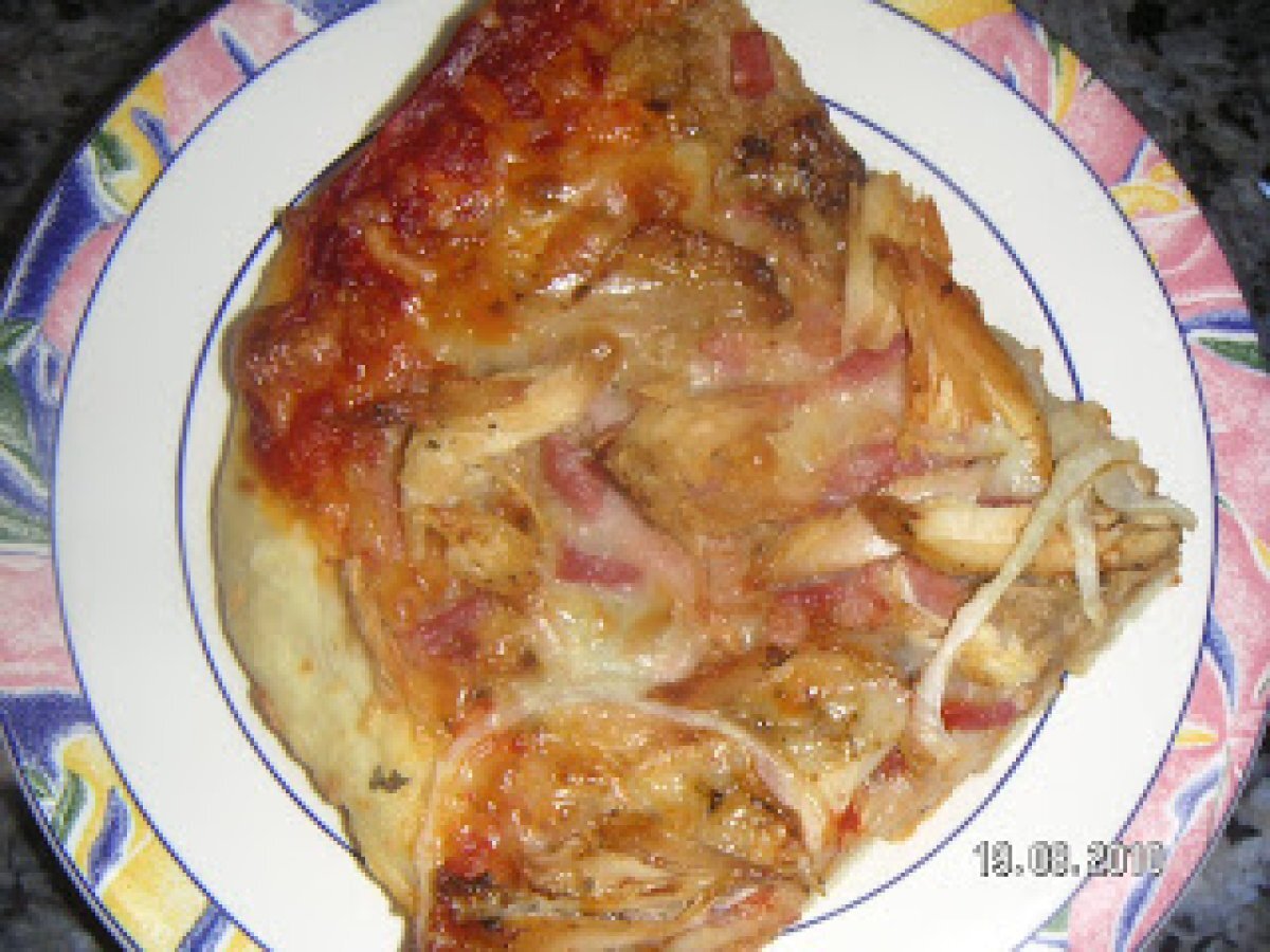 Pizza con pollo asado - Receta Petitchef
