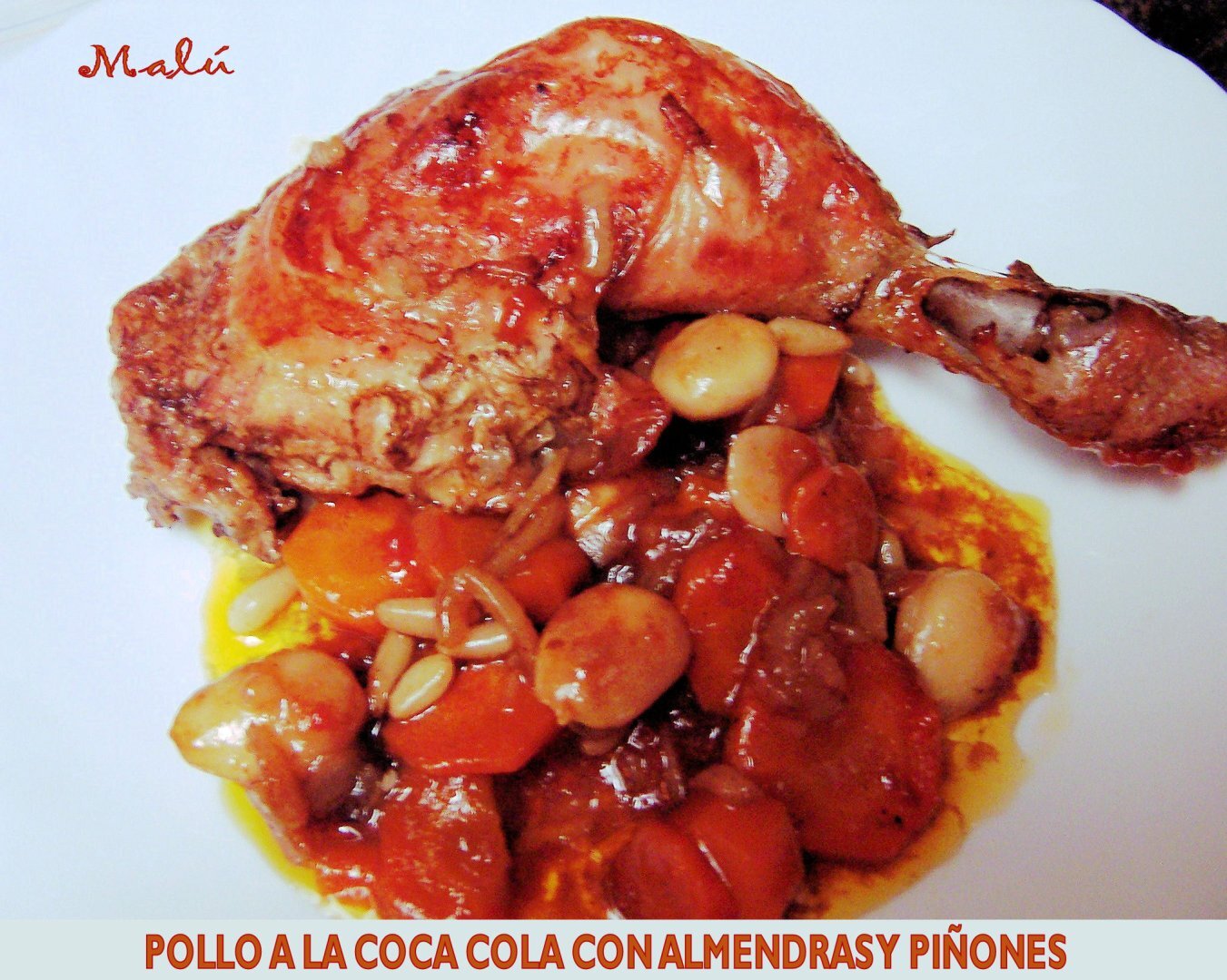 Pollo a la coca cola con almendras y piñones - Receta Petitchef