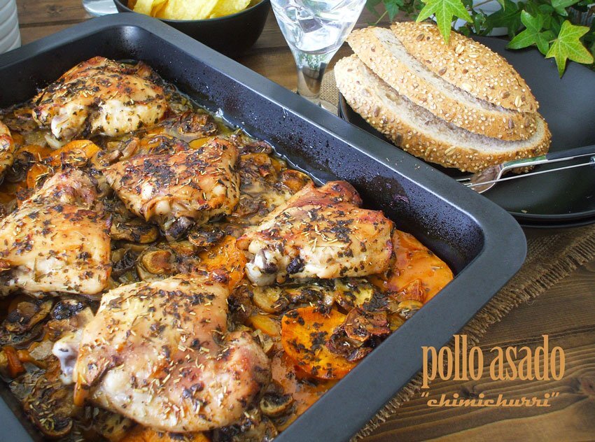 Receta de pollo asado con chimichurri