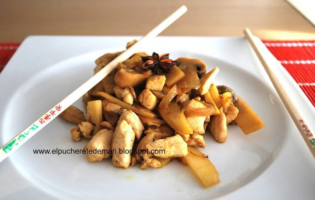 Pollo con bambú y nasi goreng - Receta Petitchef