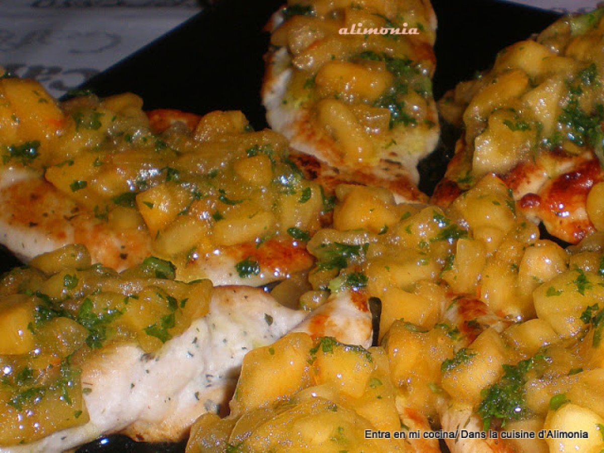 Pollo salsa de mango / poulet sauce a la mangue - Receta Petitchef