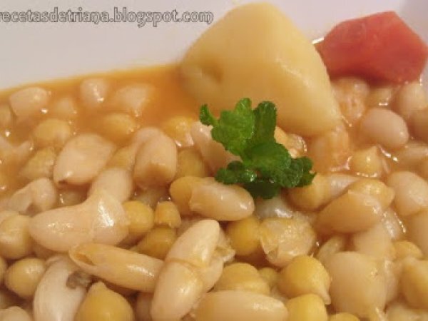 Potaje trianero de chicharos y garbanzos - Receta Petitchef