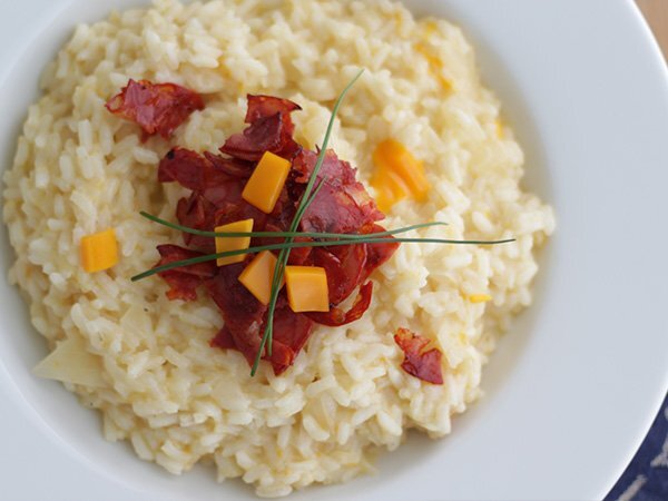 Receta de risotto de cheddar y chorizo