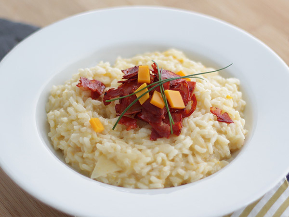 Receta de risotto de cheddar y chorizo