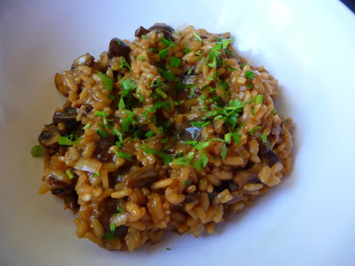 Receta de risotto con portobello y funghi porcini