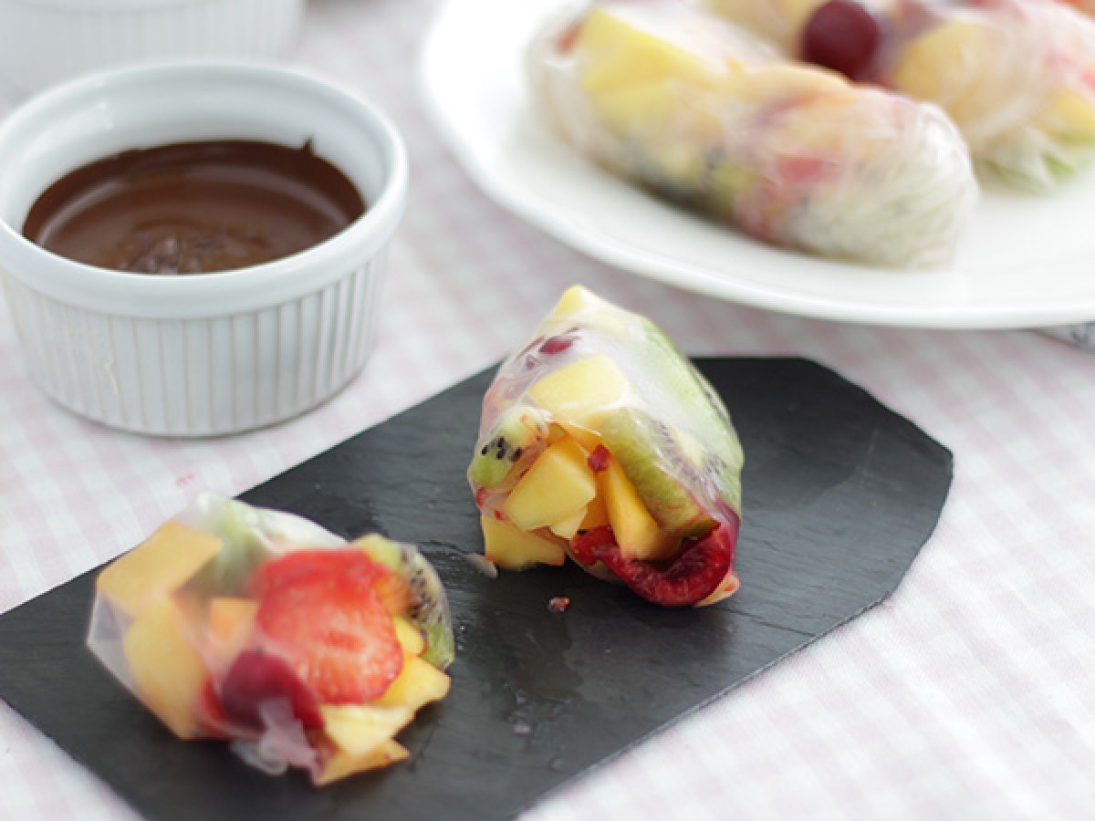 Receta de rollito de primavera light con frutas