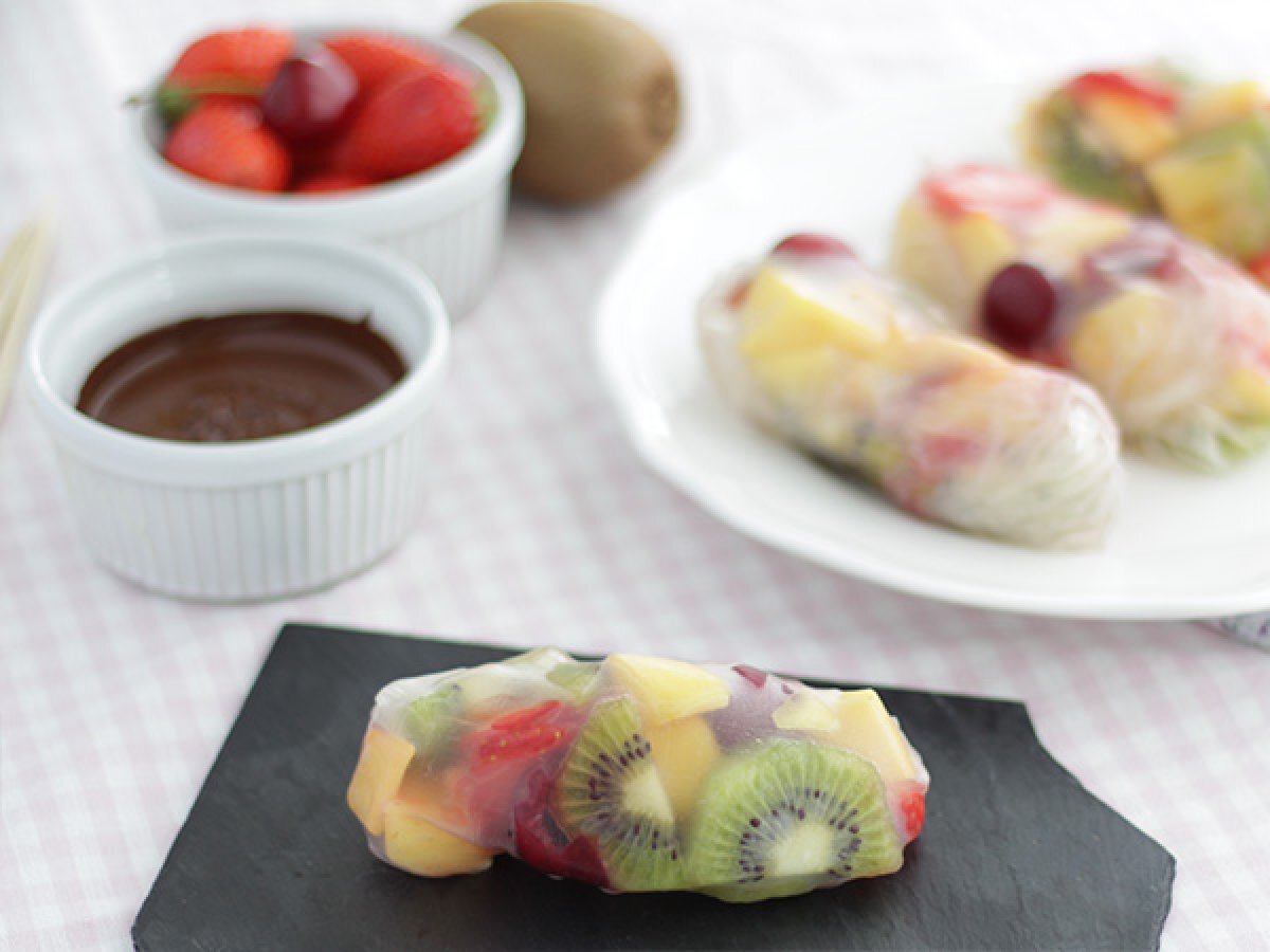 Receta de rollito de primavera light con frutas