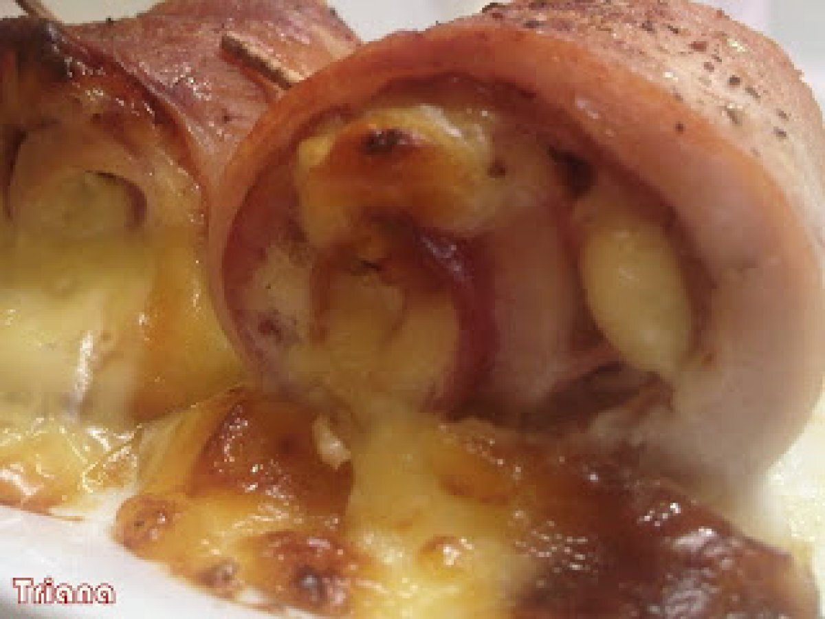 Receta de rollitos de pollo con bacon y queso